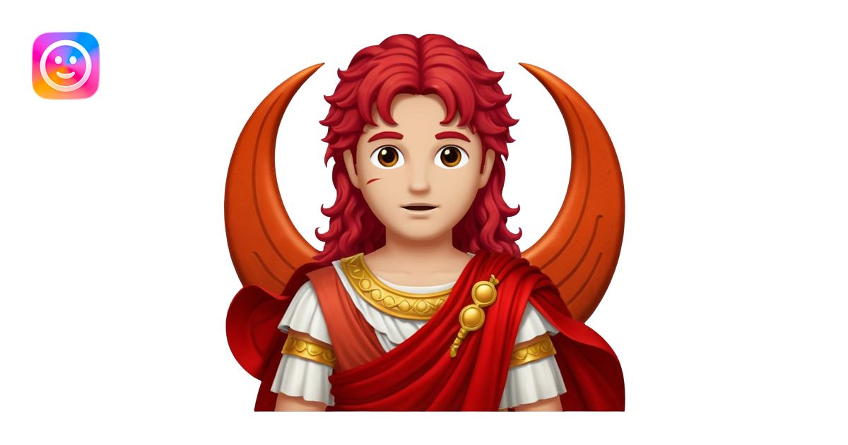 Mars from Roman Deities with long red wavy hair, red sequin toga emoji ...