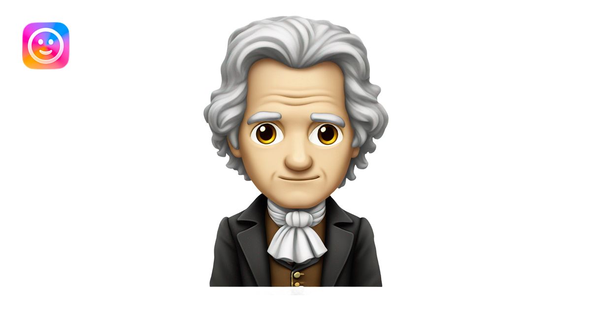 Chibi Beethoven older standing stern face banjo emoji | AI Emoji Generator