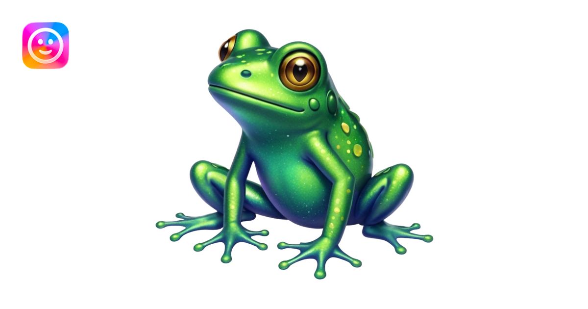 Glitter Green Frog cute emoji | AI Emoji Generator