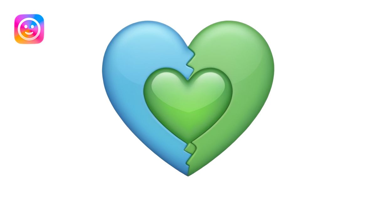 a half blue, have green, heart emoji | AI Emoji Generator