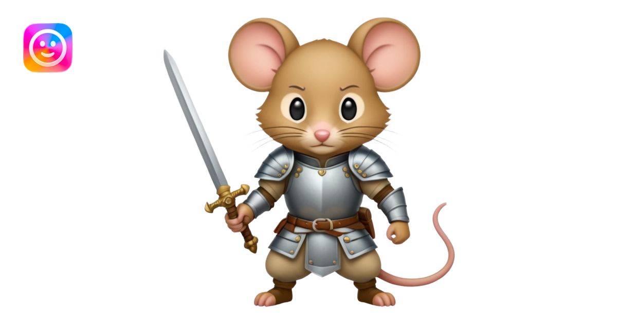 A mouse warrior, redwall inspired, in action emoji | AI Emoji Generator