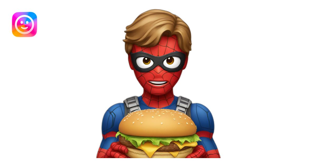Spider-Man eating hamburger emoji | AI Emoji Generator