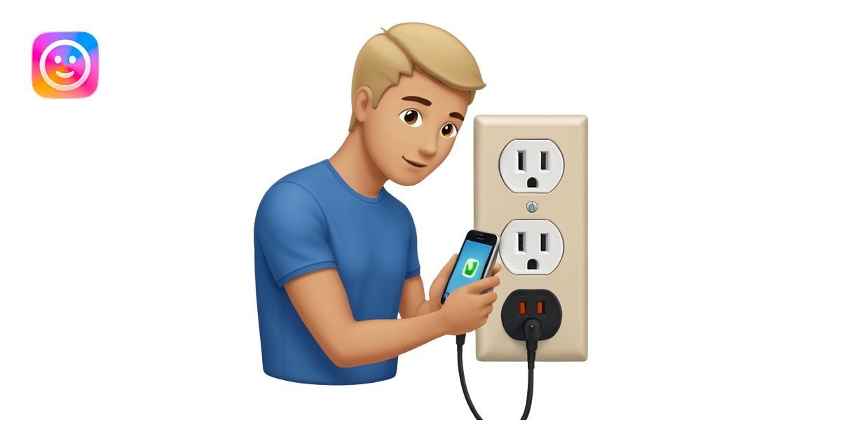 plugging in his phone to an outlet emoji | AI Emoji Generator