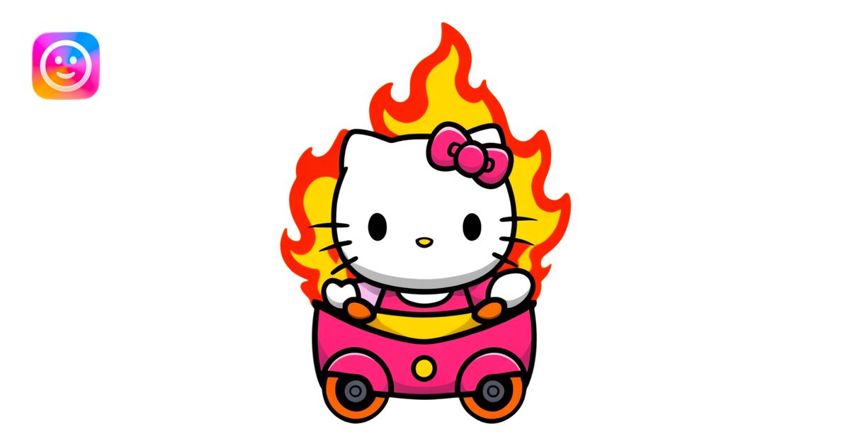 hello kitty with fire image | AI Emoji Generator