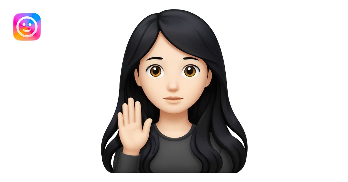 Long black hair little wave emoji | AI Emoji Generator