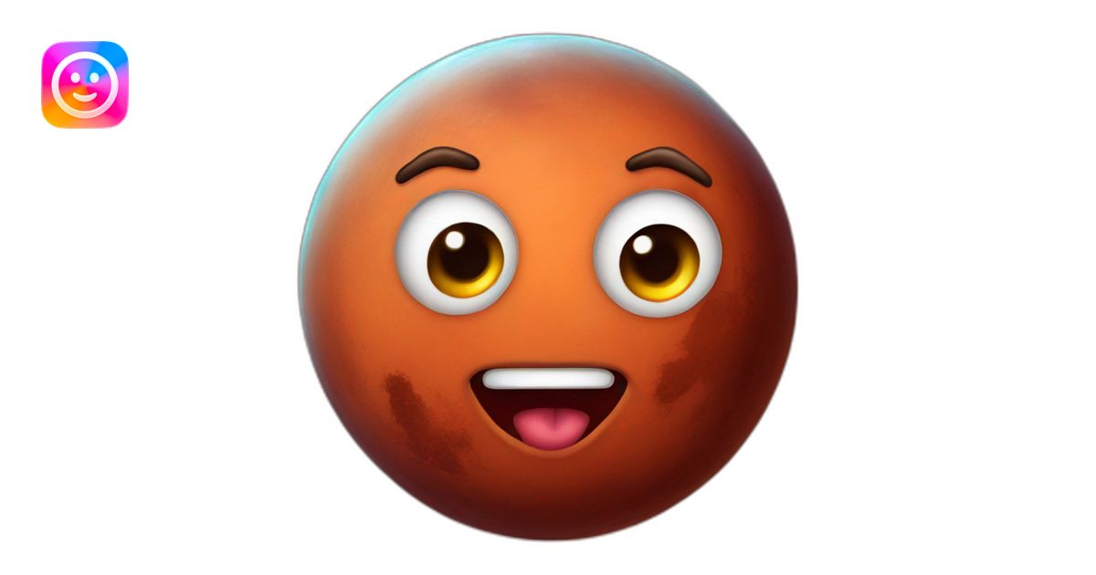 planet mars with a lovely face emoji | AI Emoji Generator