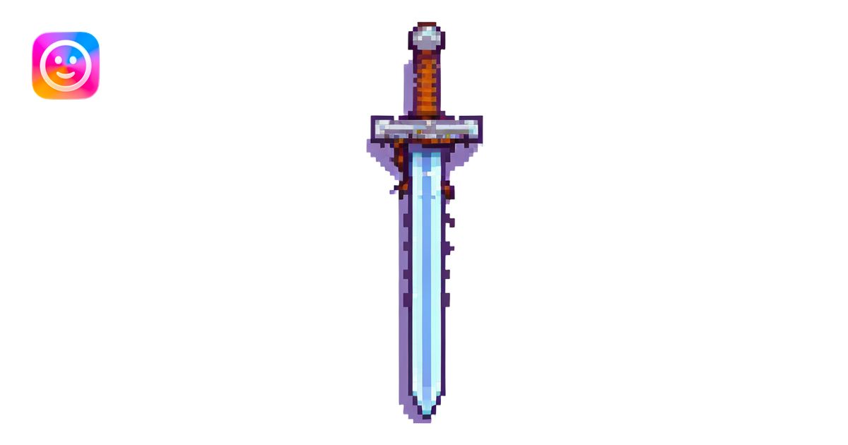 Minecraft sword icon in pixel art style illustration | AI Emoji Generator