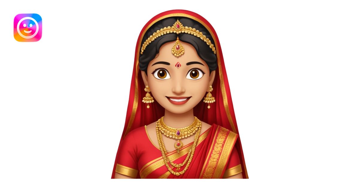 South indian bride getup, smiley face. emoji | AI Emoji Generator