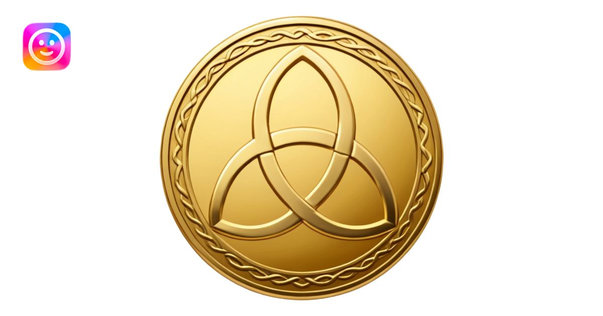 Gold coin with a triquetra on it emoji | AI Emoji Generator