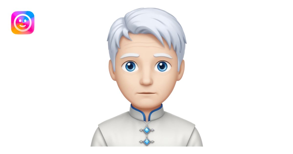 Servant Boq from Wicked with blue eyes, white hair, white outfit emoji ...