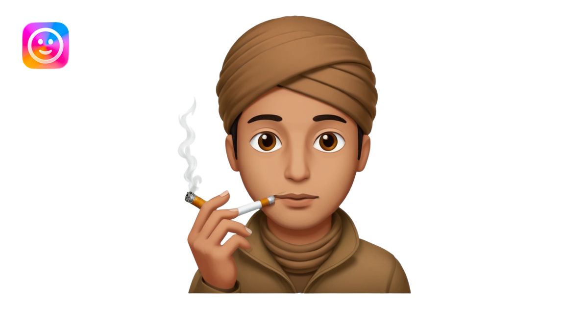 A kashmiri guy smoking cigarette emoji | AI Emoji Generator