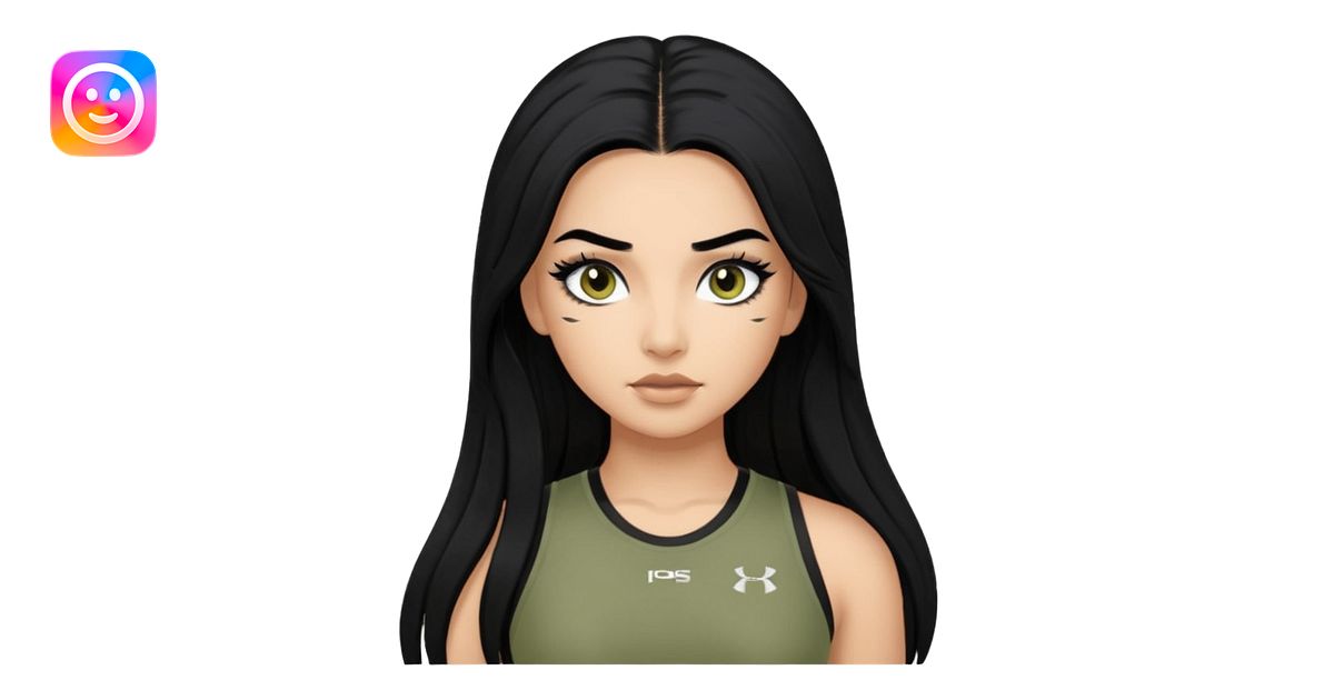 baddie, long hair, cute athletic clothes, very long lashes emoji | AI ...