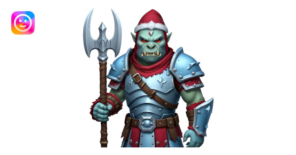 Fantasy Christmas orc legion soldier icon, iron tundra army theme ...