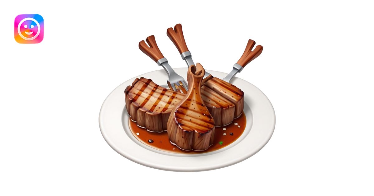 grilled lamb chops object icon, cooked lamb ribs, juicy, 3D cartoon ...