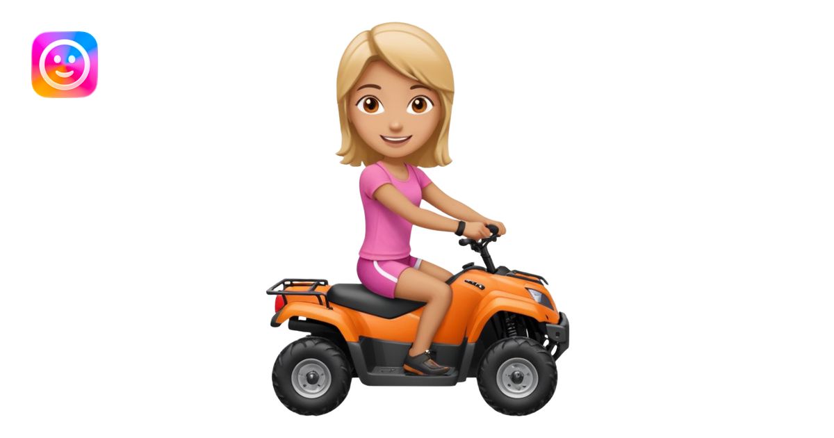 Atv ride girl in orange atv pink top emoji | AI Emoji Generator