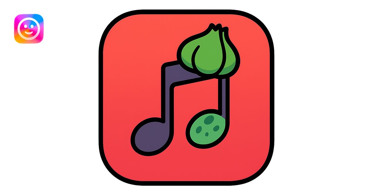 red note app emoji, red gradient, music note with Bulbasaur's bulb and ...