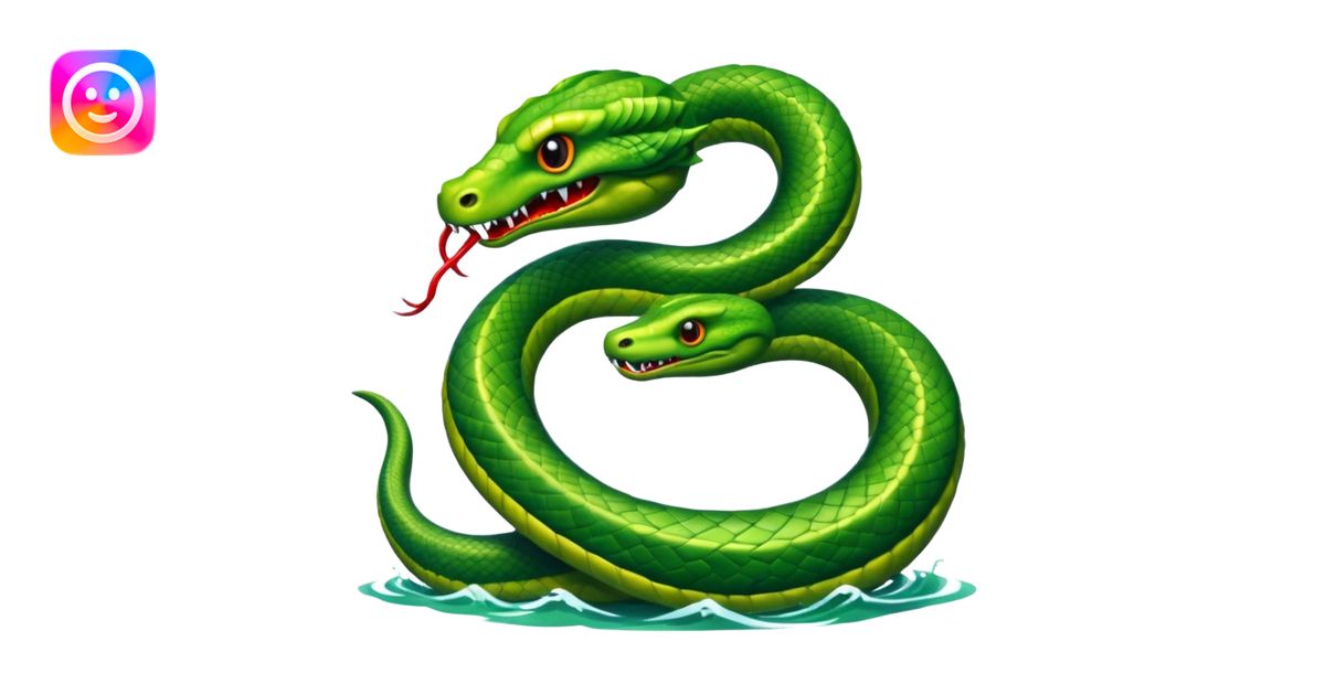 Sea Serpent – Long green snake-like monster rising from water emoji ...