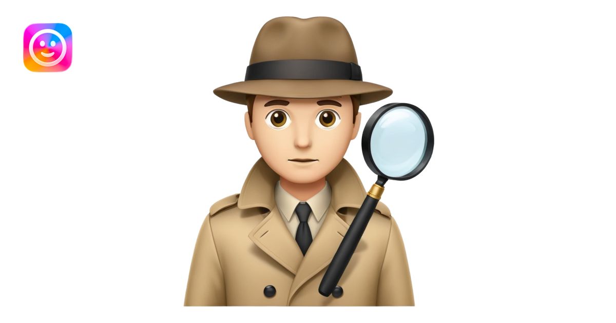 detective with magnifying glass, trench coat and hat emoji | AI Emoji ...