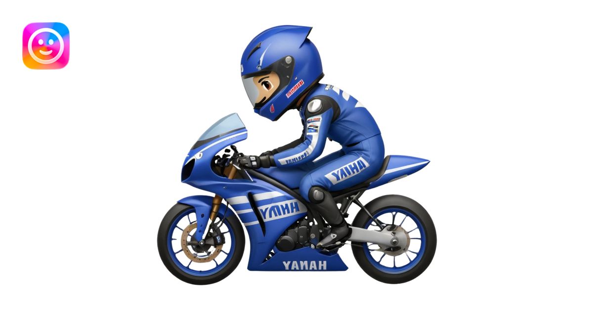 yamaha motorcycle racer with full face helmet emoji | AI Emoji Generator