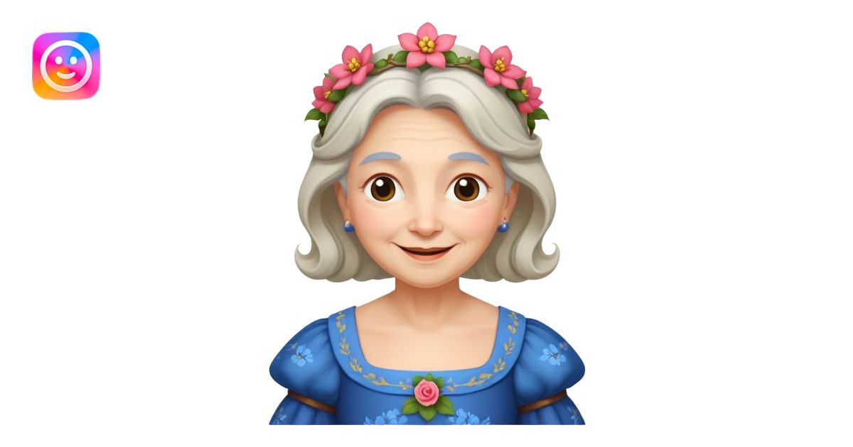 The kind and amiable grandmother in medieval fairy tales emoji | AI ...