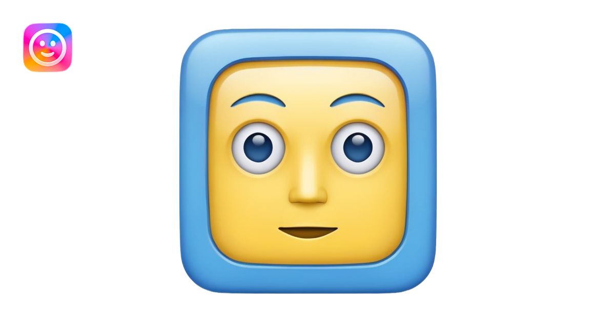 geometery dash square yellow body blue face emoji | AI Emoji Generator