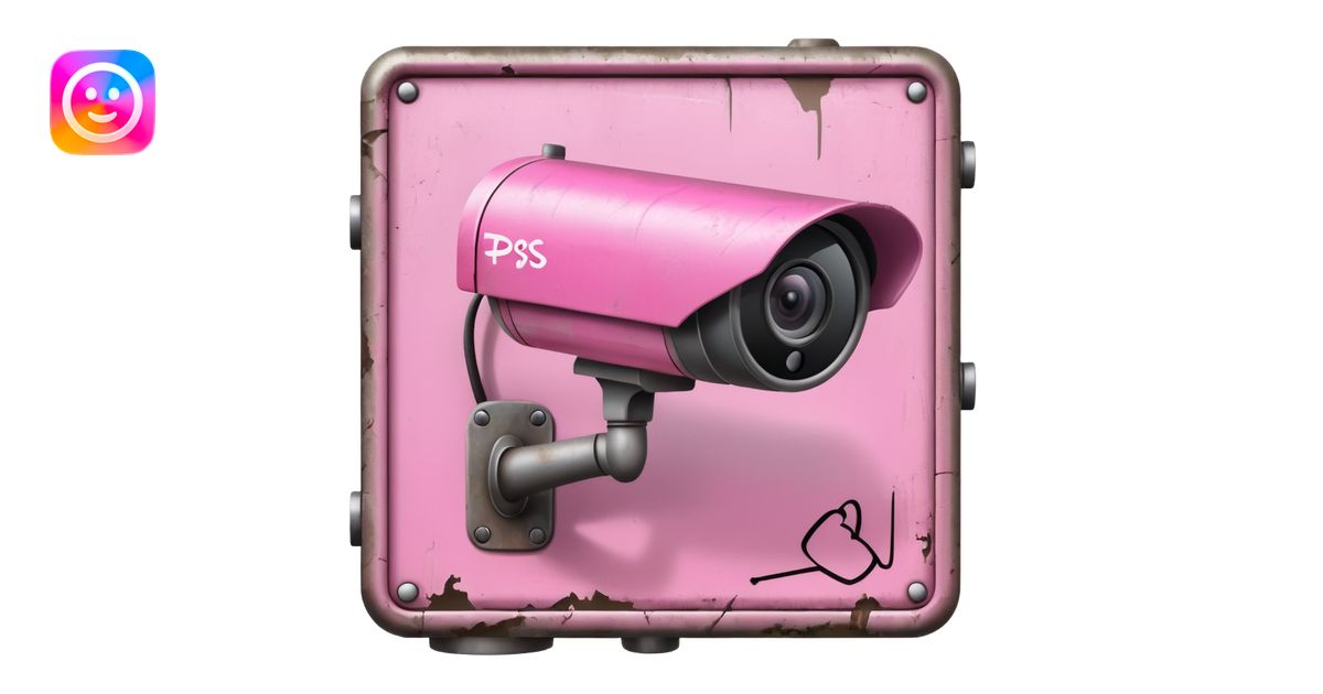 Security Camera pink with graffity emoji | AI Emoji Generator