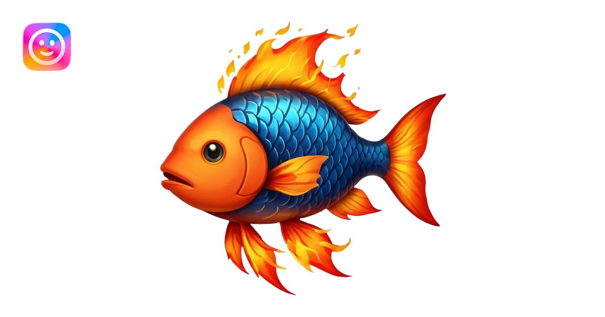 fire elemental fish with fire effects emoji | AI Emoji Generator
