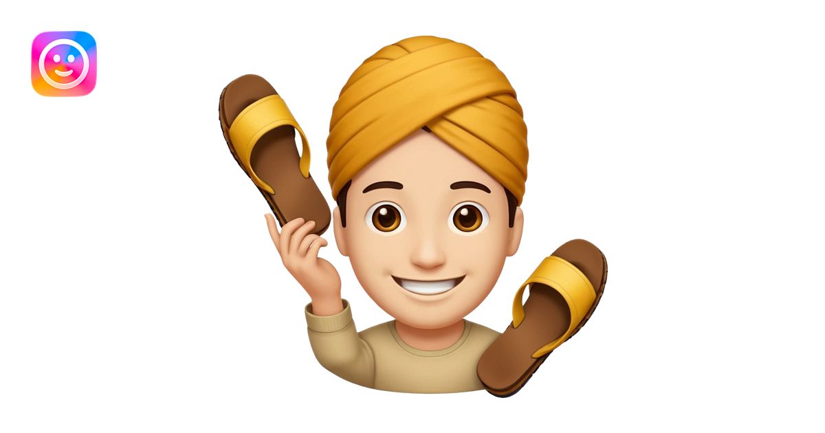 Smile, emoji, holding a chappal emoji | AI Emoji Generator