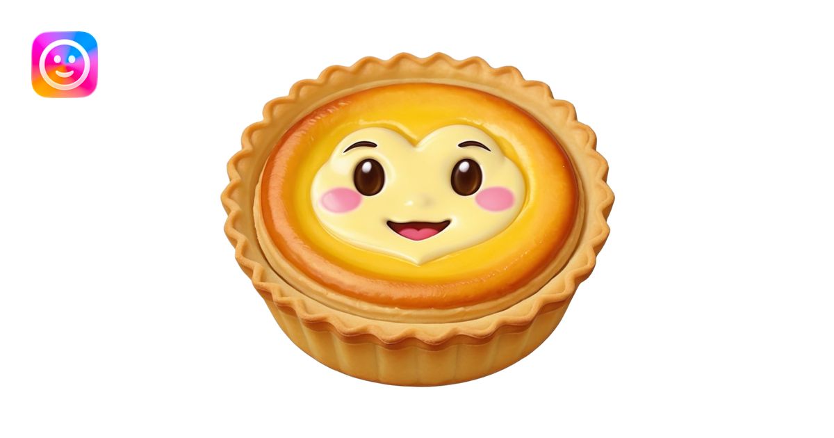 Hong Kong egg tart with flaky crust and yellow custard filling, heart ...