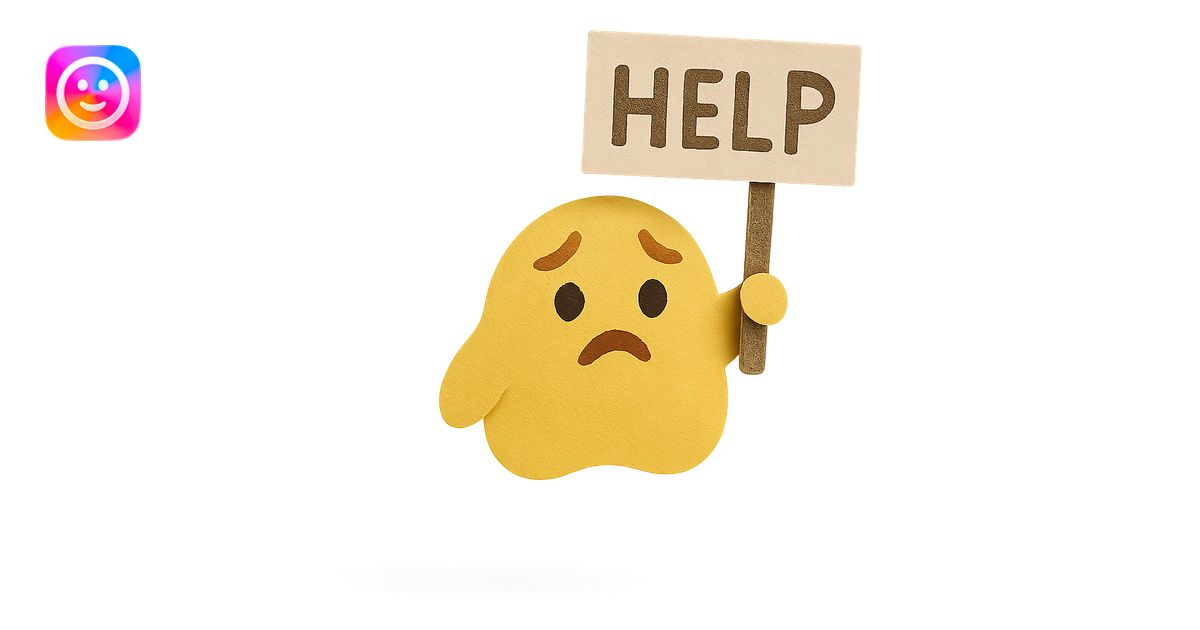 little yellow blob guy holding a sign that says 'help' illustration ...