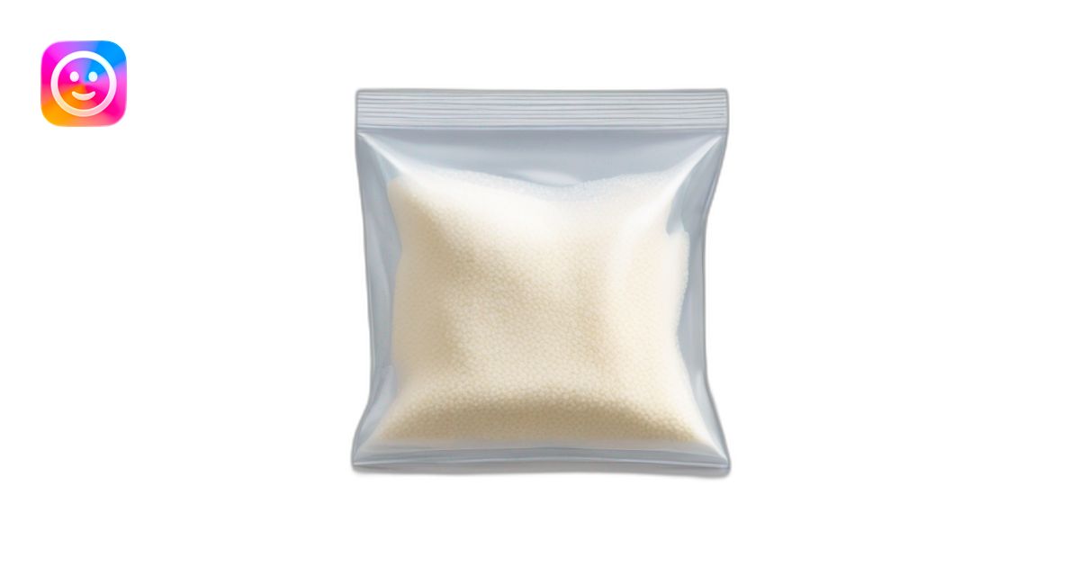 small square transparent ziplock bag, half full of white powder emoji ...