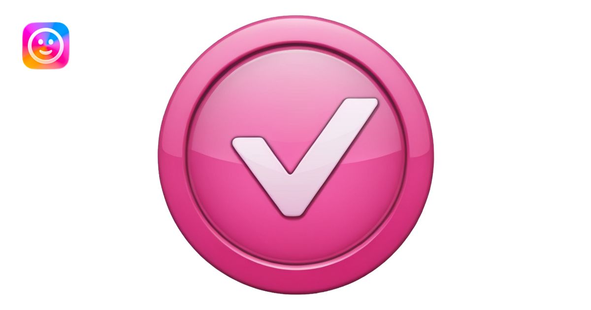 checkmark symbol in a circle in pink color that would reflect that a ...