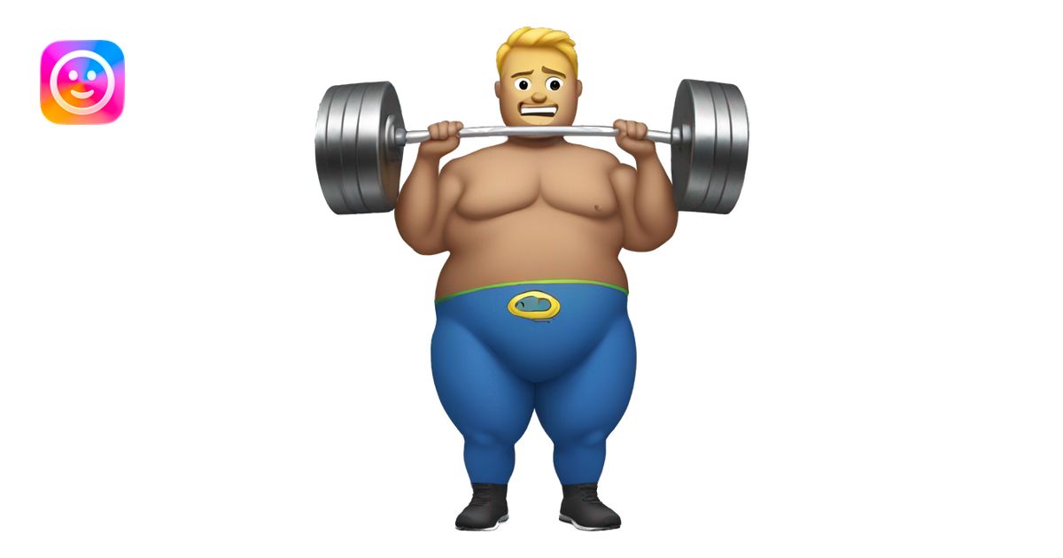 fat super hero lifting weight emoji | AI Emoji Generator
