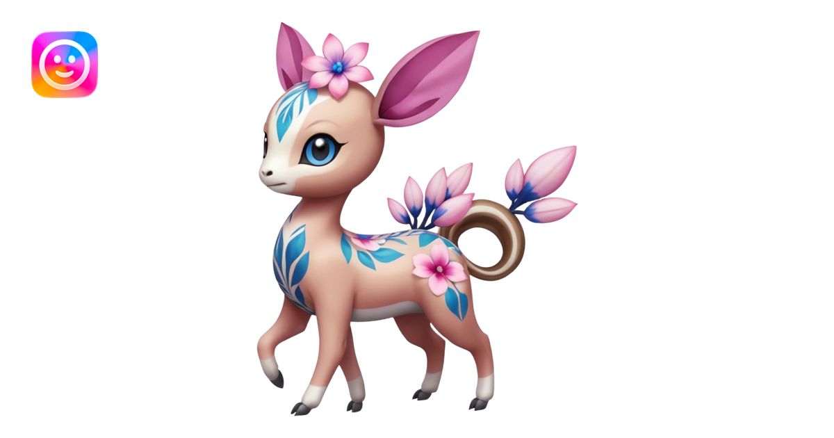 Cute Romantic Realistic Floral Meloetta-Palkia-Digimon-Pokémon-Fakémon ...