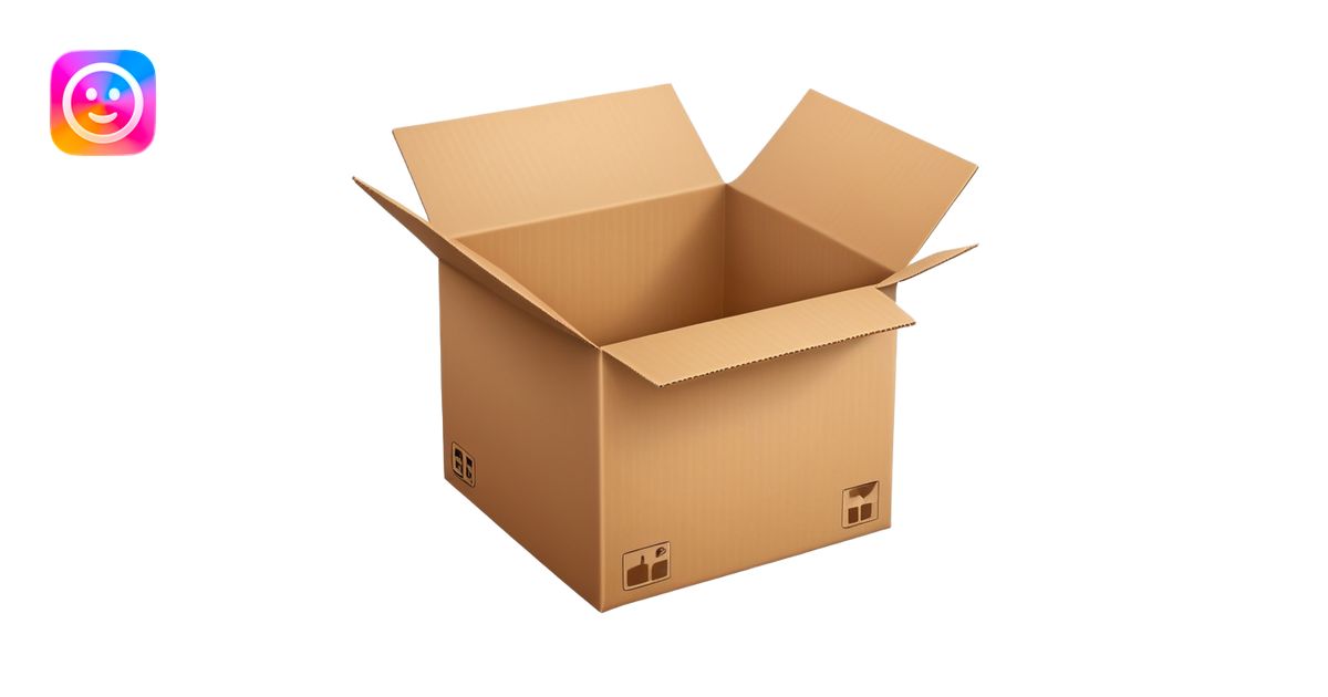 empty cardboard box, open top, brown color emoji | AI Emoji Generator