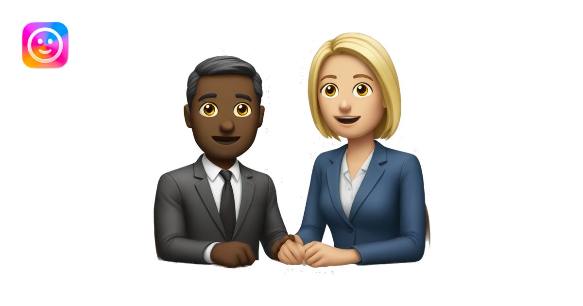 2 people talking job interview semi casual emoji | AI Emoji Generator