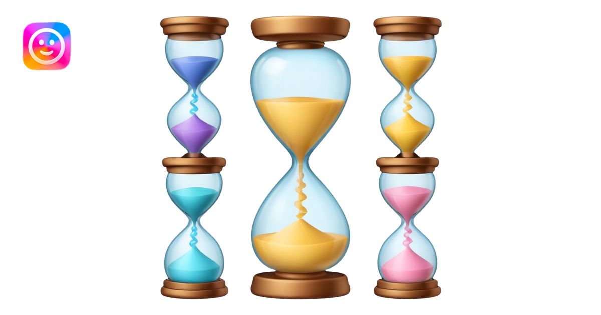 minimal emoji of glowing skin progress over time, hourglass or timeline ...