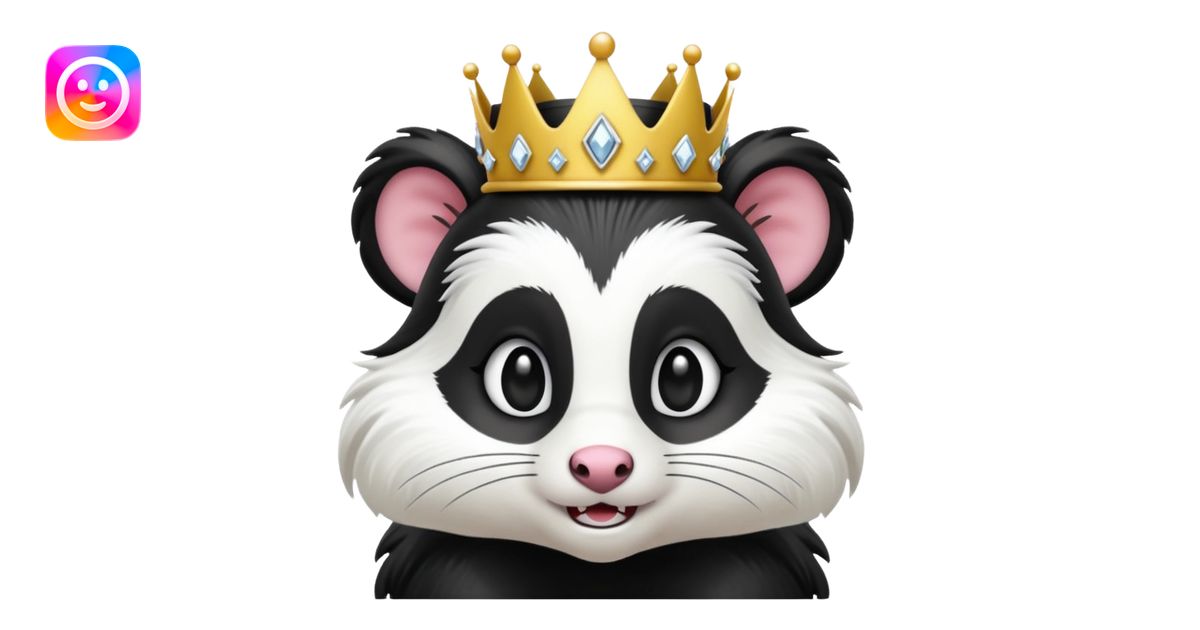 Spunky skunk wearing a princess crown emoji | AI Emoji Generator