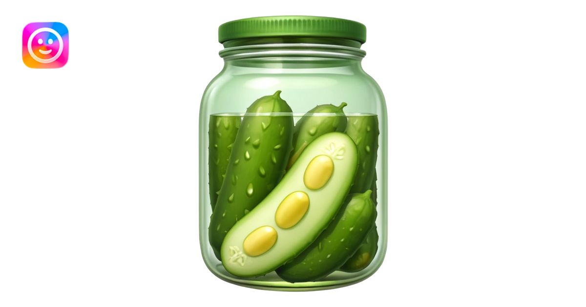 one single pickle inside a glass jar emoji | AI Emoji Generator