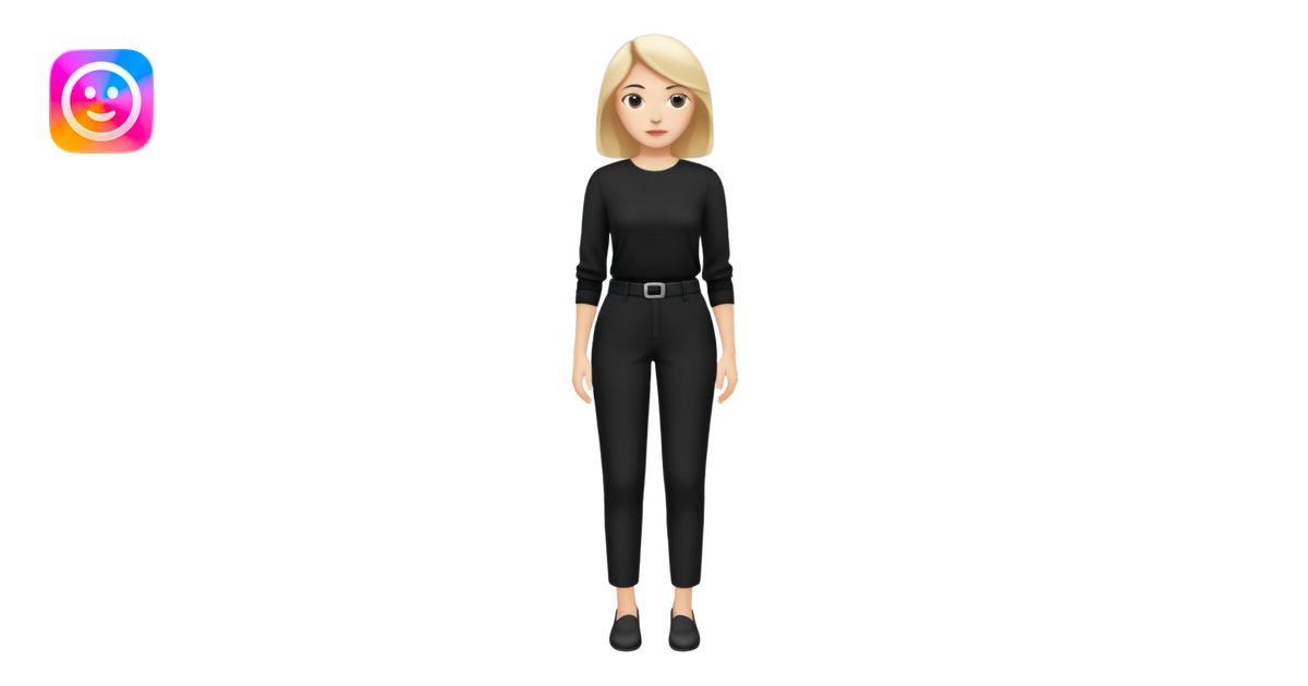 white woman dressed in black trousers and blouse full body emoji | AI ...