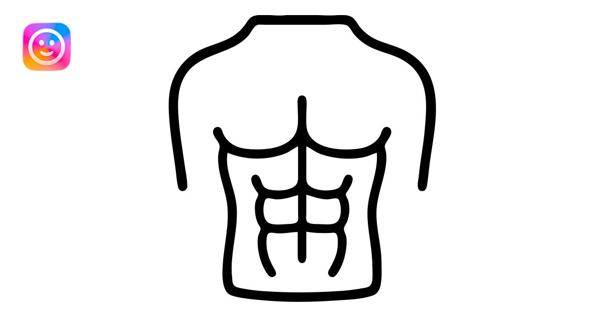 six pack abs icon, line art, subtle anatomical influence, focus on ...