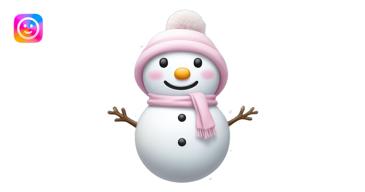 Cute white and light pink snowman with falling snow emoji | AI Emoji ...
