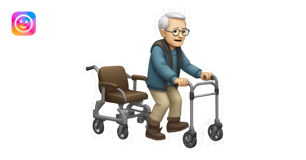 Old man with walker emoji | AI Emoji Generator