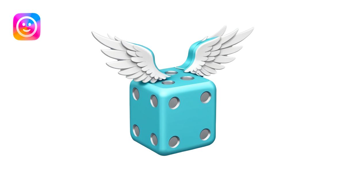 Number cyan 67 Lucky Block with white wings emoji | AI Emoji Generator