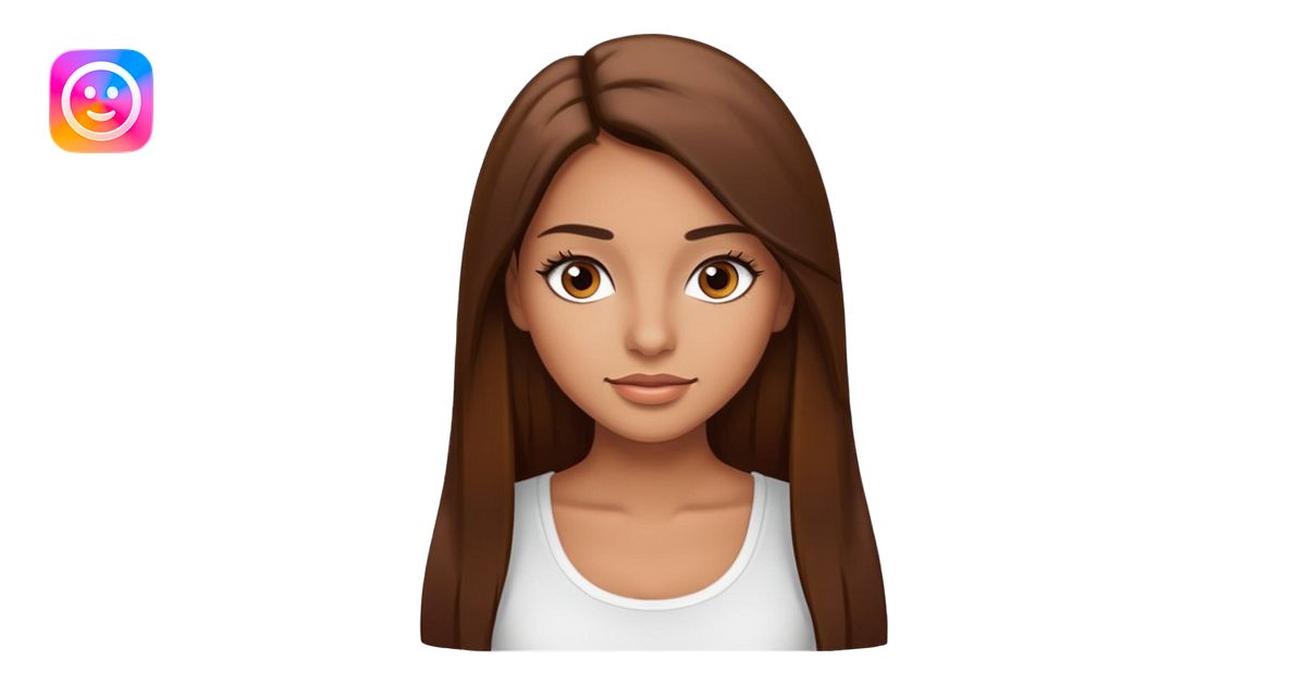 make a woman emoji with straight long brown hair and brown eyes with ...