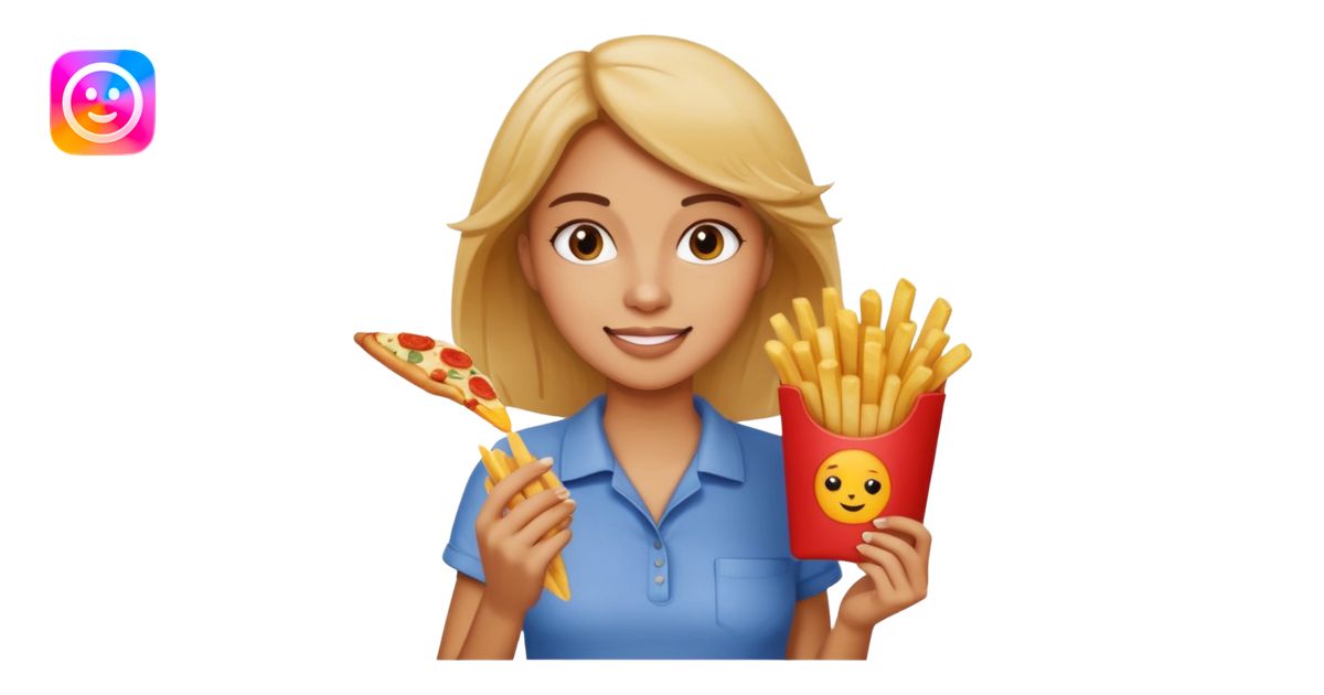 lean female holding fries on one hand and eating pizza on the other ...