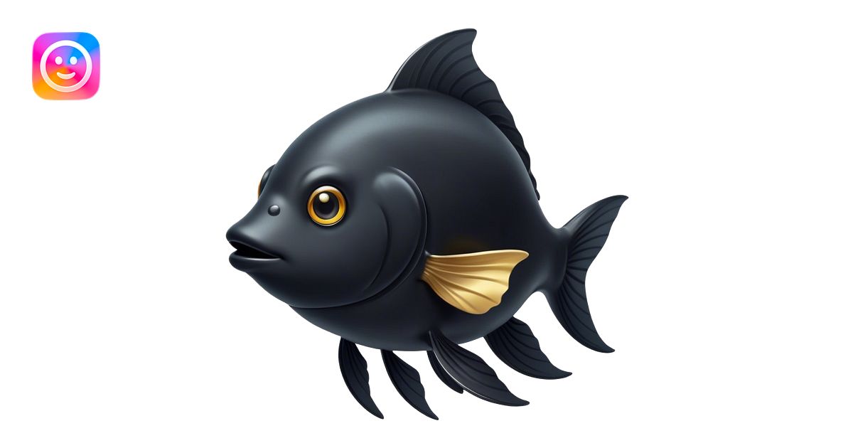 Cinematic Noble Black Goldfish Portrait Emoji, Poised and regal, with a ...