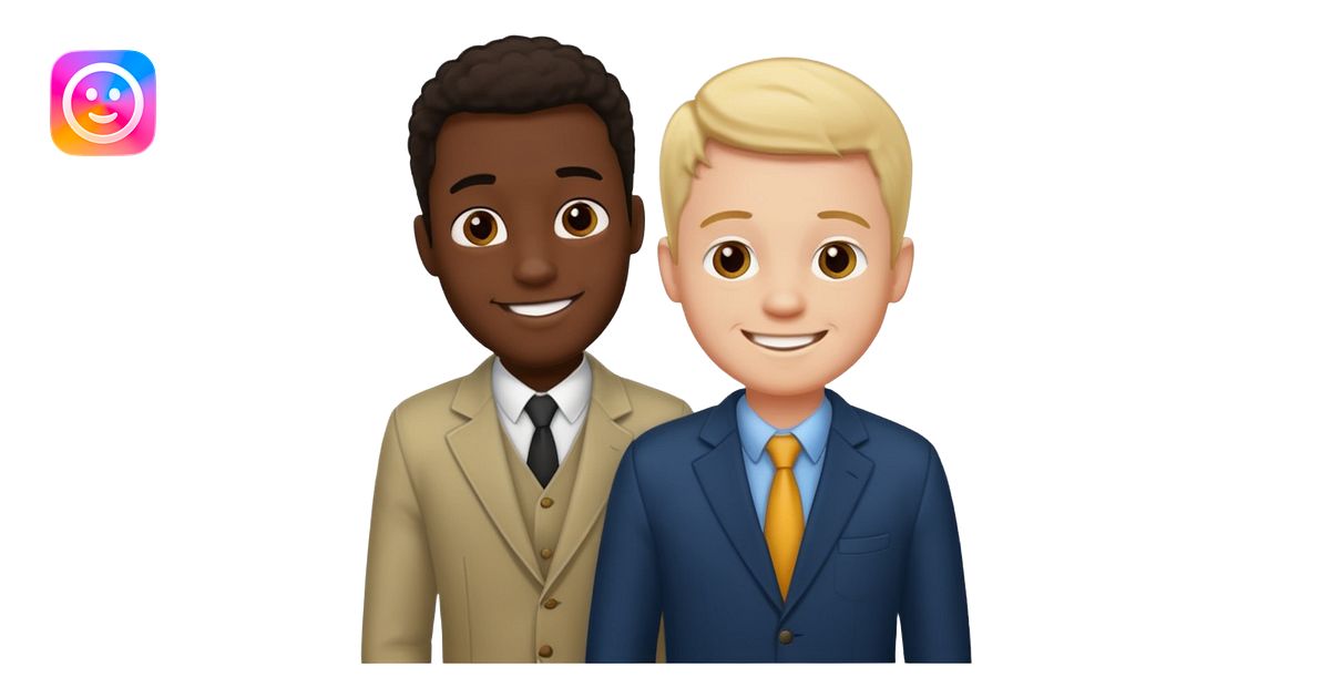 Tall white guy with midget black guy emoji | AI Emoji Generator