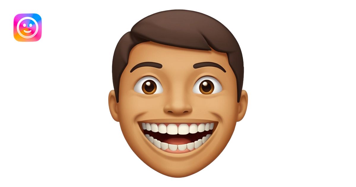 Smiling with teeth out and the teeth cover mouth and is sharp like ...