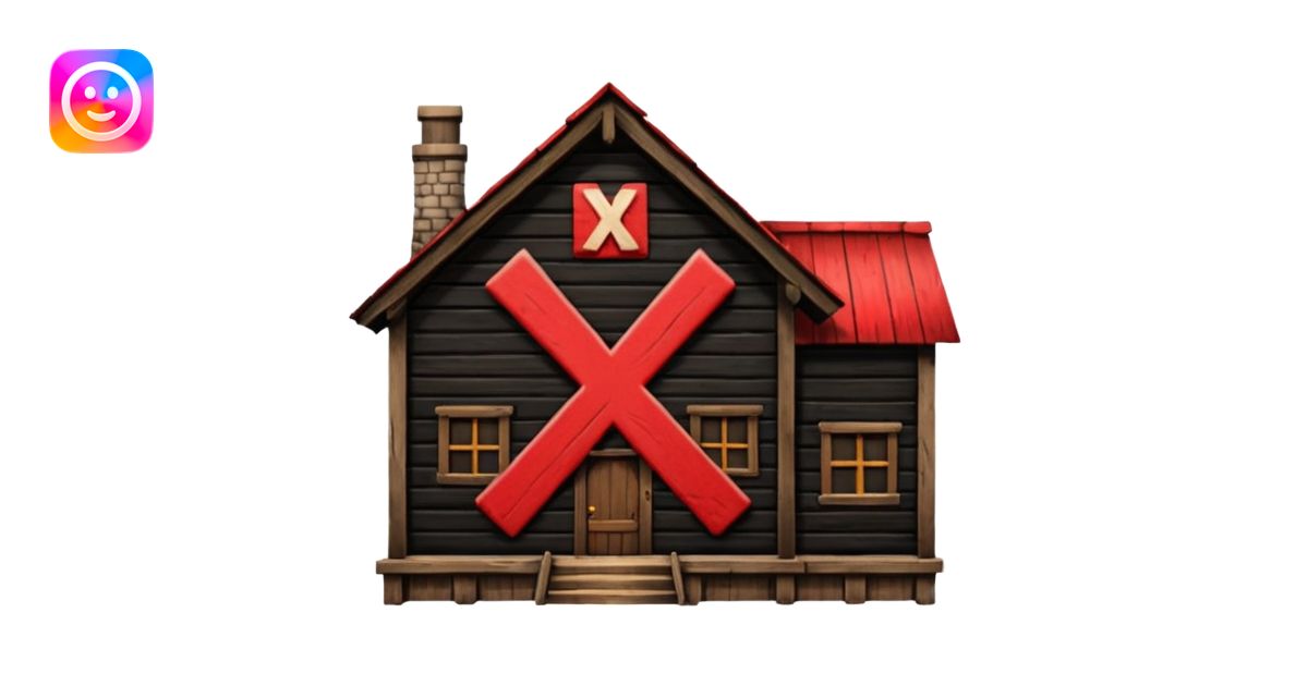 an inn with a big red X on it emoji | AI Emoji Generator